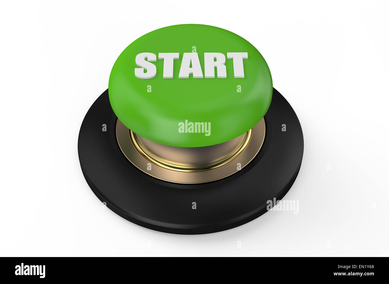 green start button isolated on white background Stock Photo - Alamy