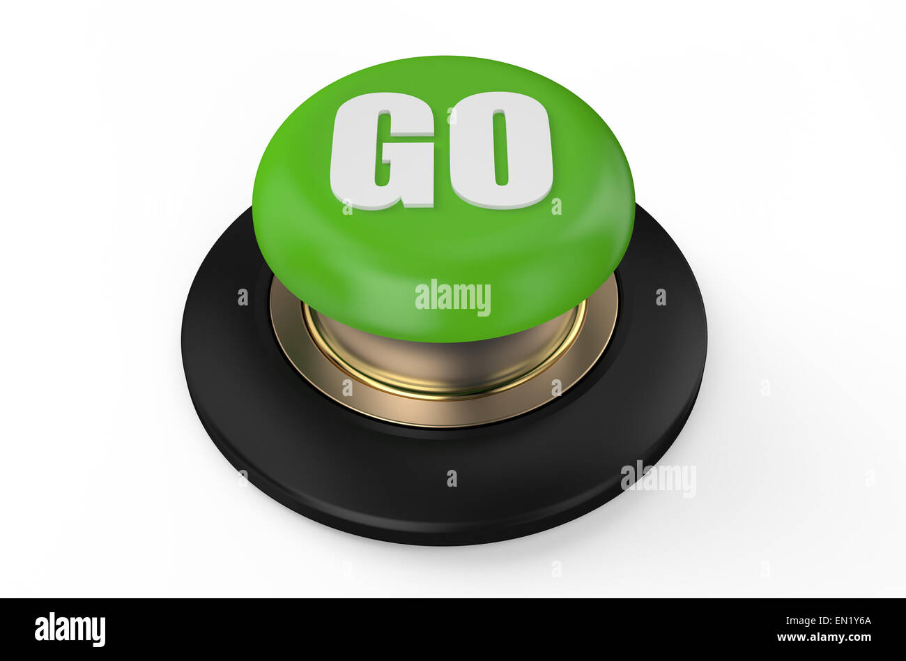Green go button isolated on white background Stock Photo - Alamy