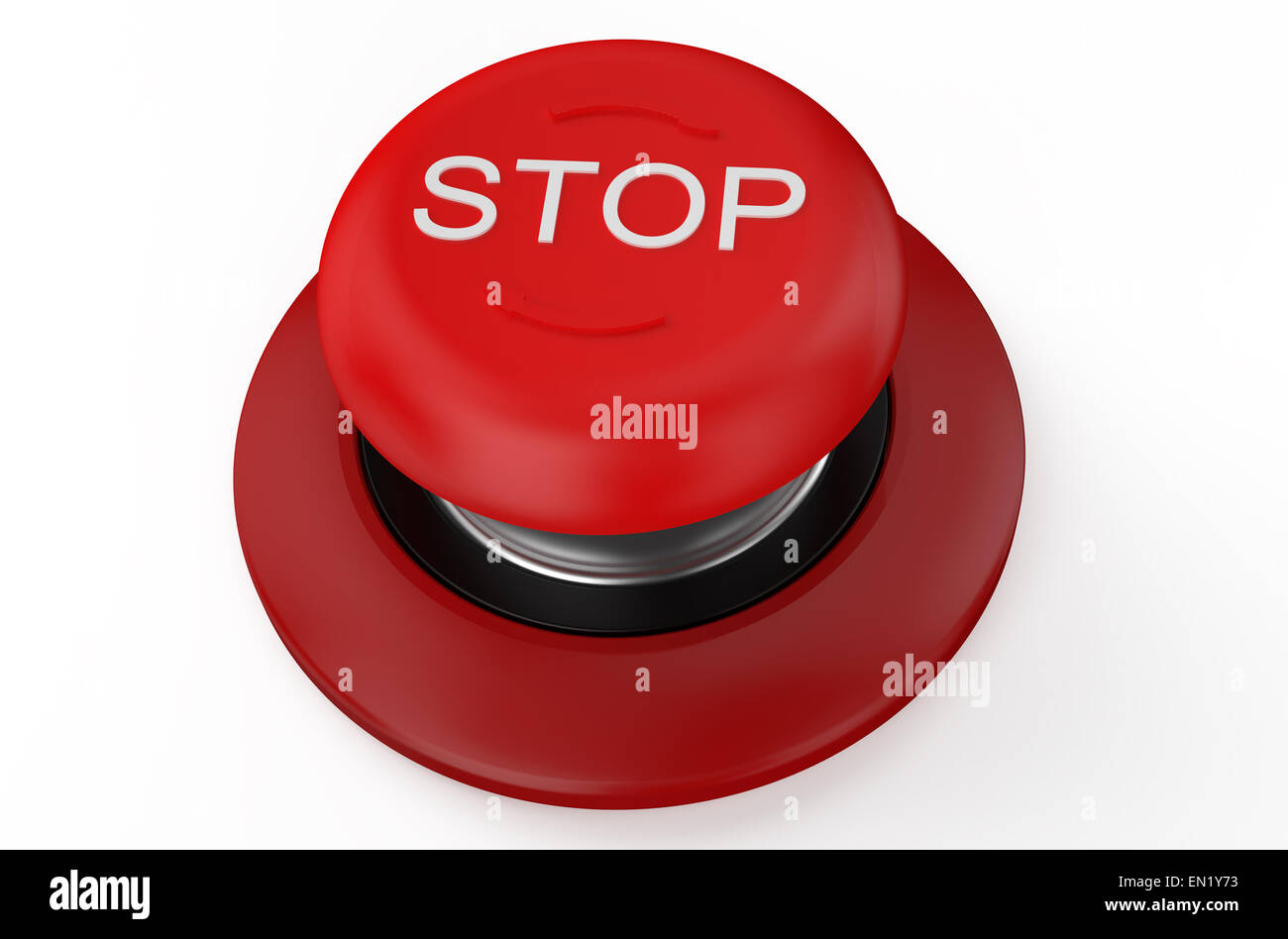 stop red button isolated on white background Stock Photo - Alamy