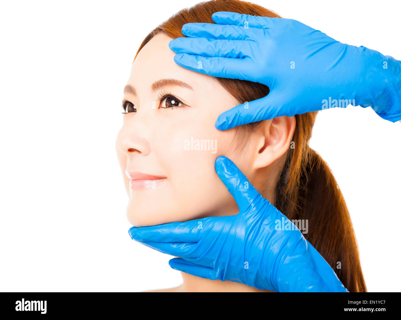 closeup young woman face with medical beauty concept Stock Photo - Alamy