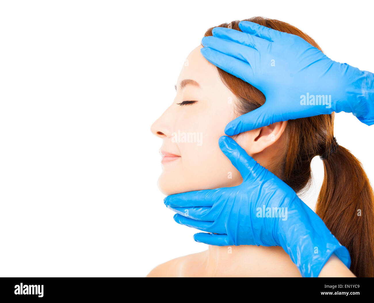 closeup young woman face with medical beauty concept Stock Photo - Alamy