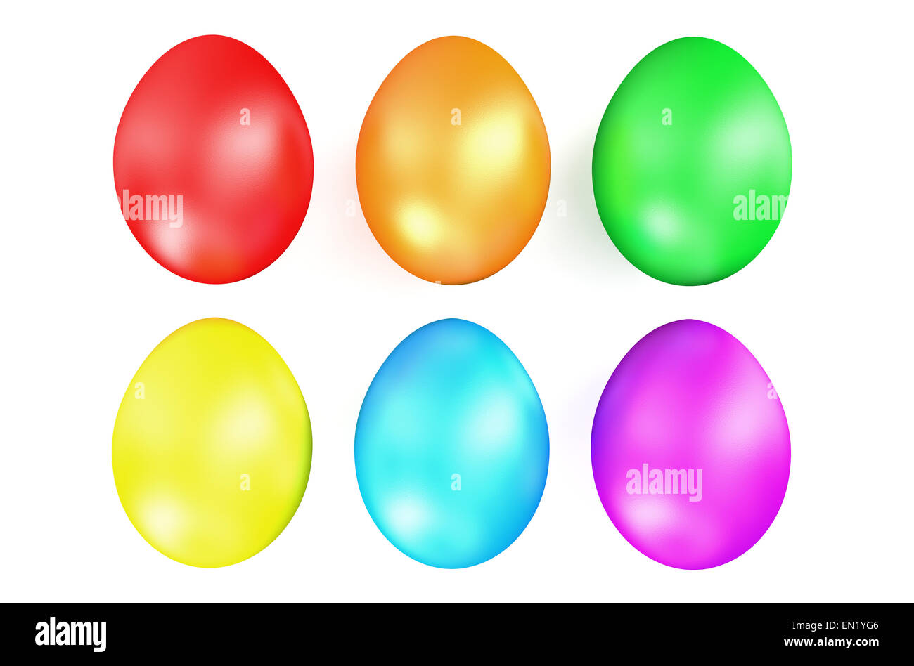 multi colored Easter eggs in row isolated on white background Stock ...
