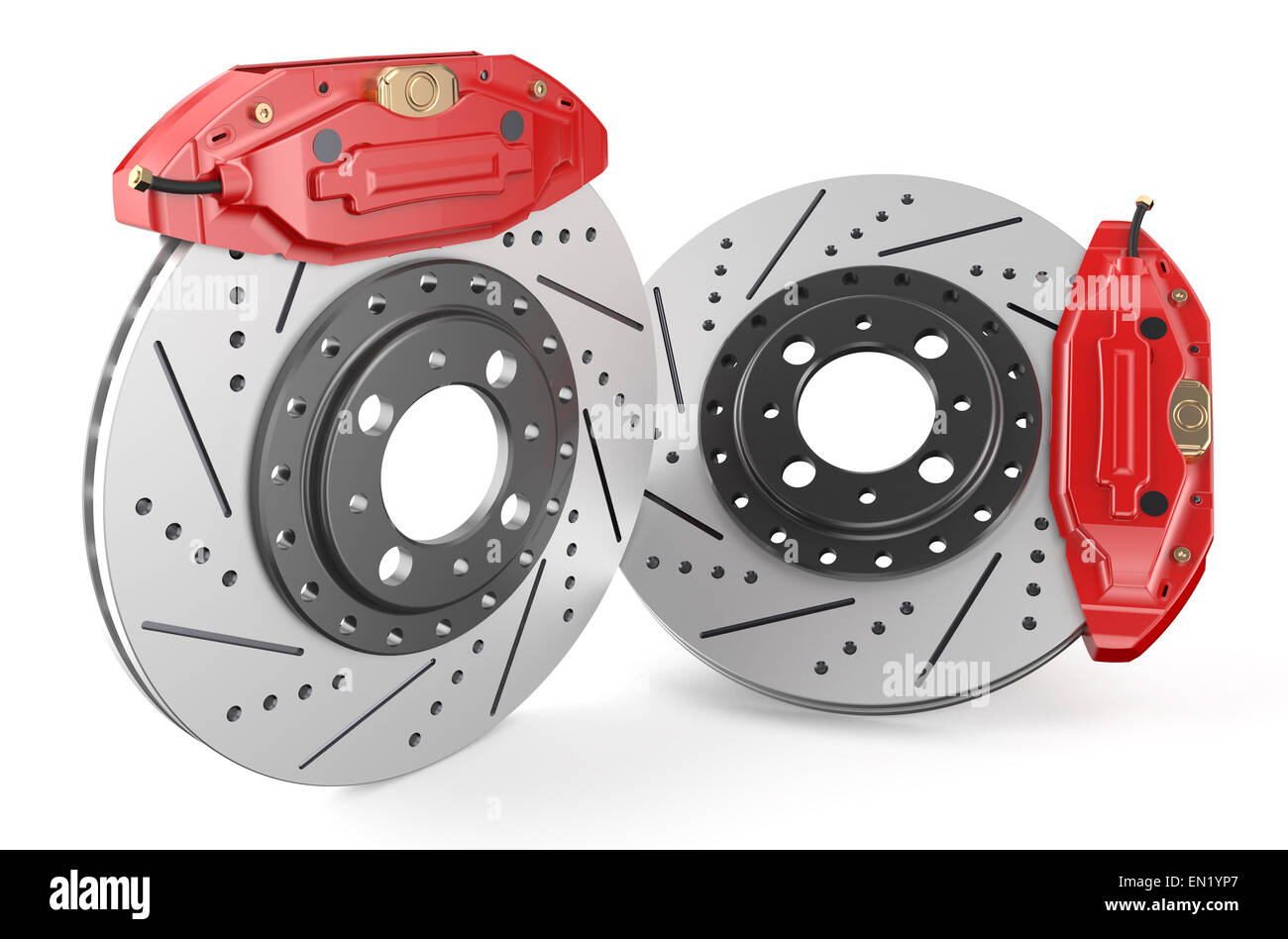 Car discs brake and caliper isolated on white background Stock Photo ...