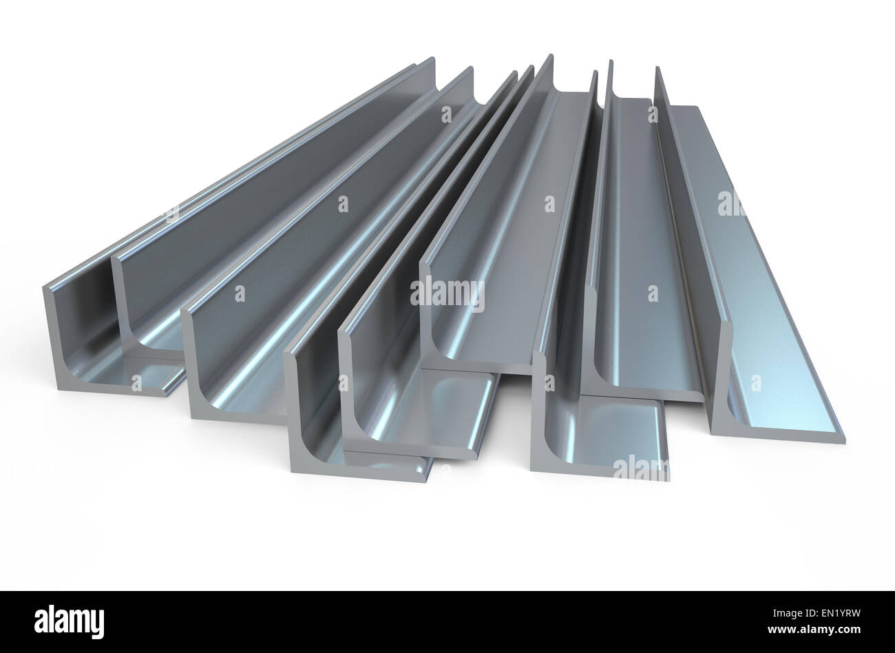 shiny rolled metal L-bar, angle isolated on white background Stock ...