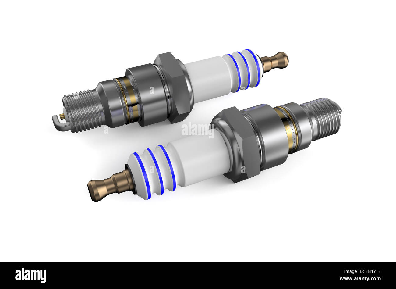 two spark plugs isolated on white background Stock Photo - Alamy