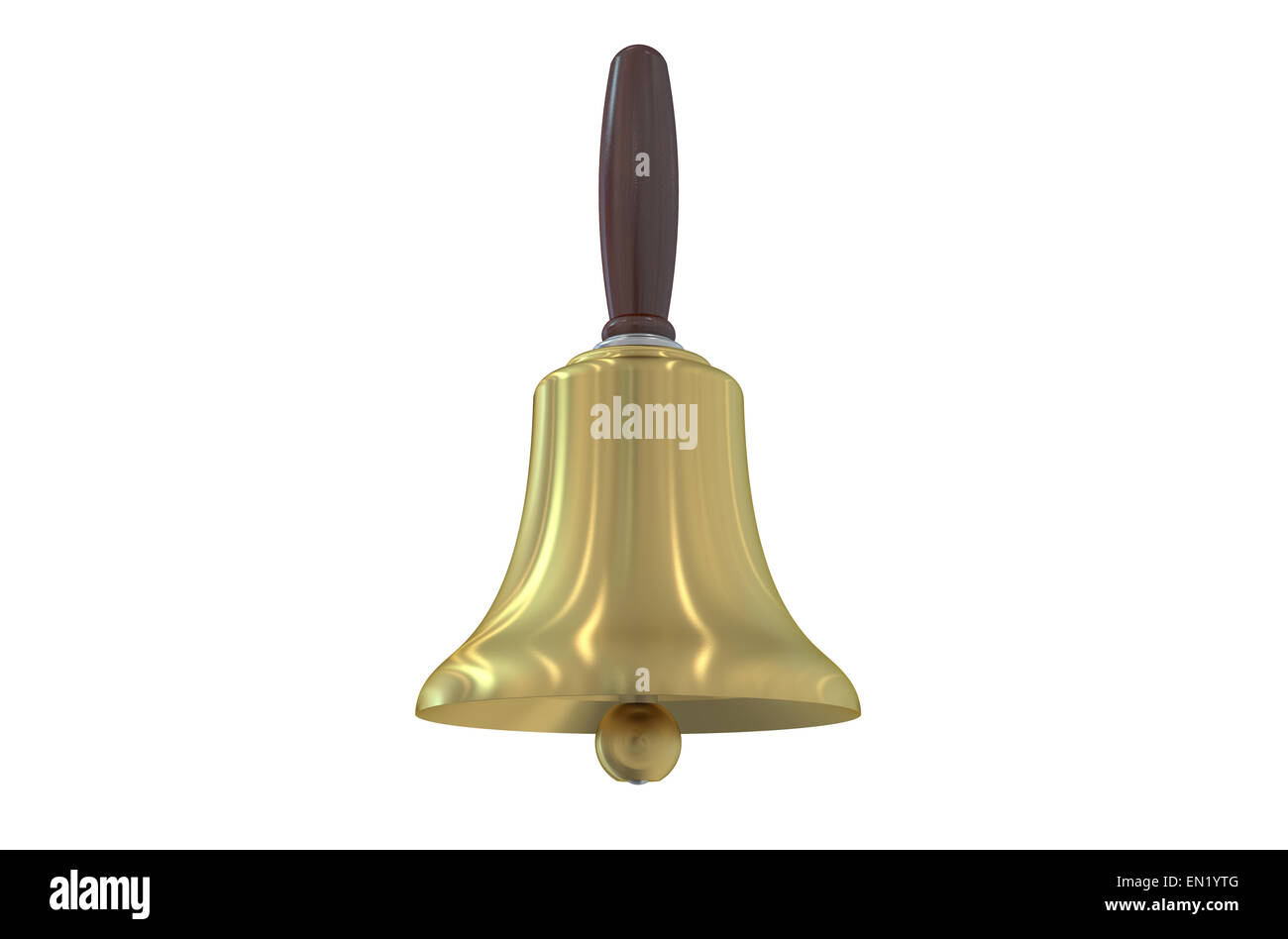 golden bell with wooden handle isolated on white background Stock Photo ...