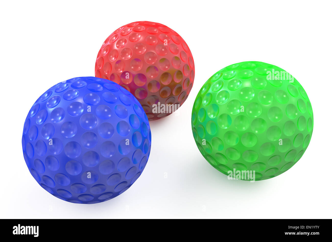 colored golf balls isolated on white background Stock Photo - Alamy