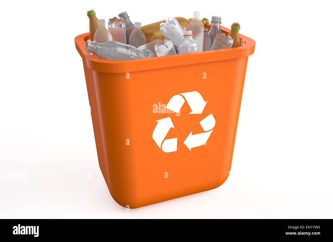 recycle bin with plastic bottles isolated on white background Stock ...
