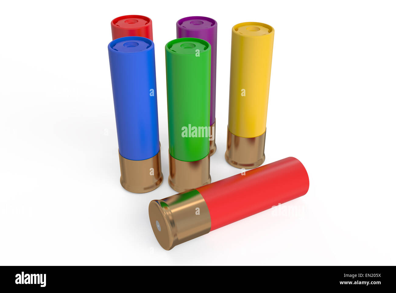 shotgun shells, colored isolated on white background Stock Photo - Alamy