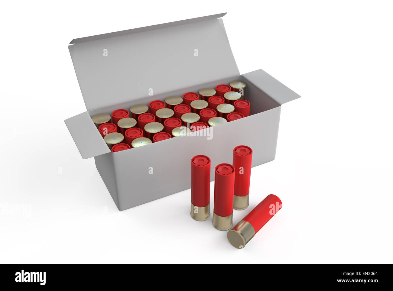 shotgun shells in box isolated on white background Stock Photo - Alamy