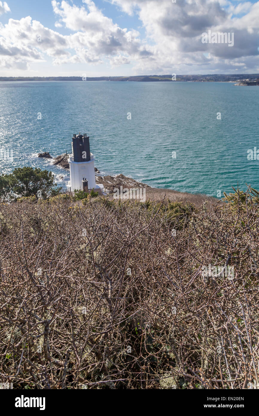 st antony lighthouse cornwall england uk Stock Photo - Alamy