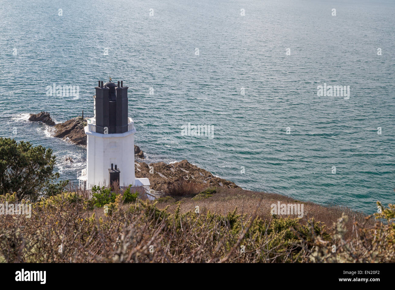 st antony lighthouse cornwall england uk Stock Photo - Alamy