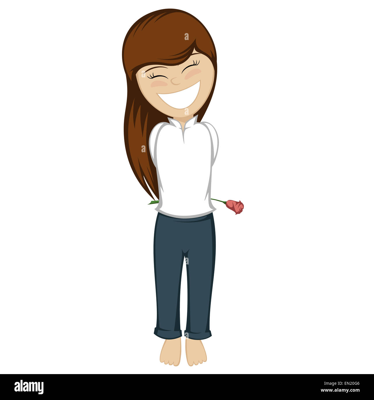 Children with surprise - Lovely little girl with a rose behind her back ...