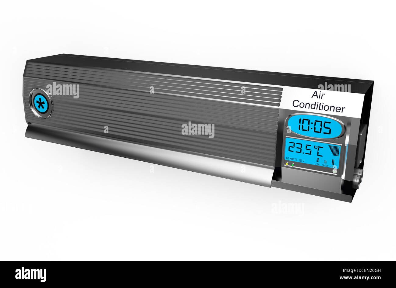 Silver air conditioner isolated on white background Stock Photo - Alamy