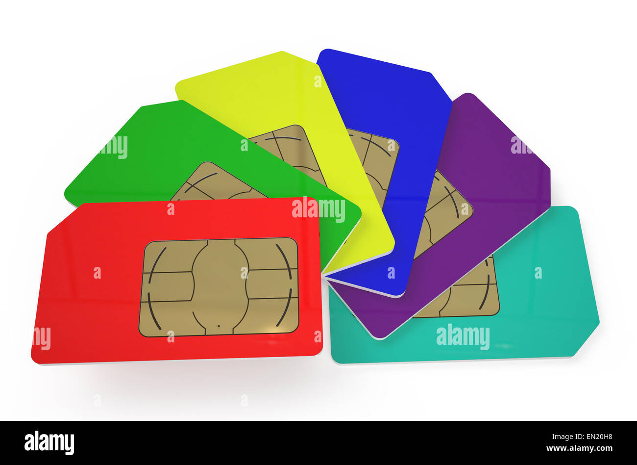 Group of color SIM cards isolated on white background Stock Photo - Alamy