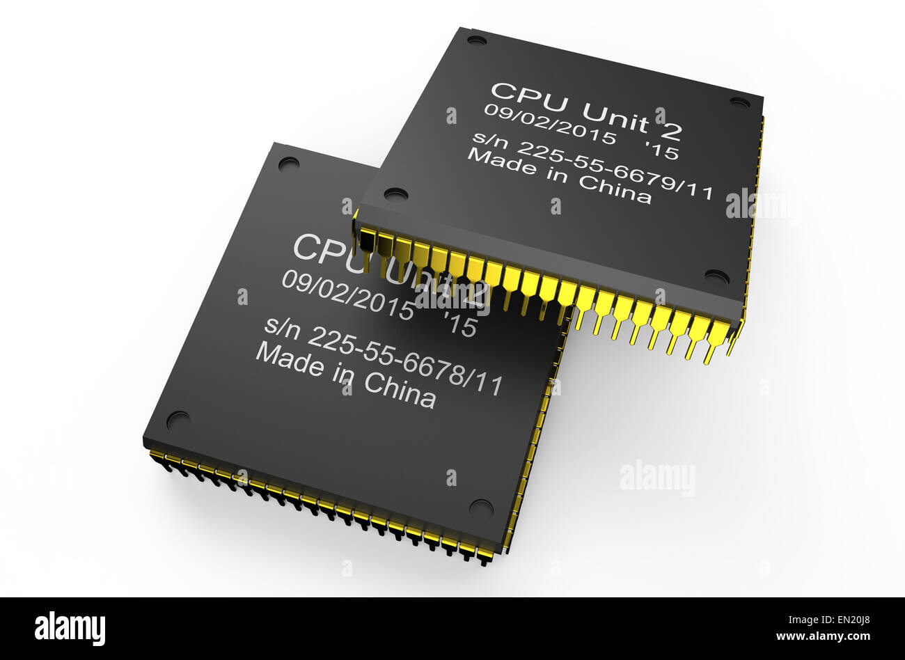 Computer black microchips isolated on white background Stock Photo - Alamy