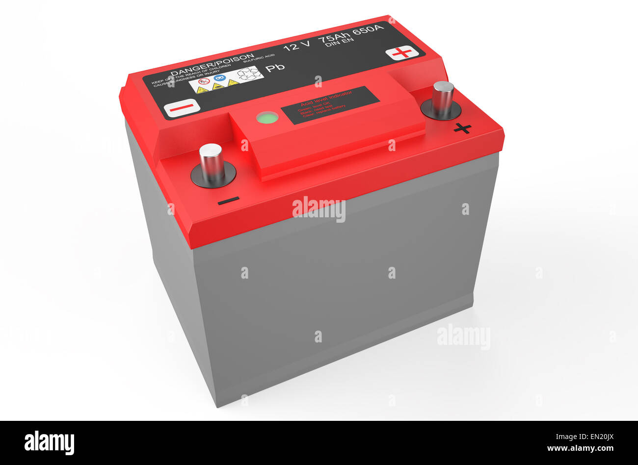 red battery car isolated on white background Stock Photo - Alamy