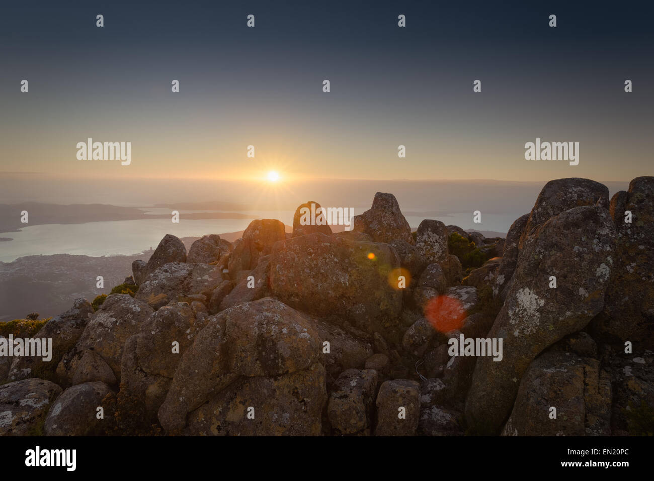 View over Hobart from Mount Wellington Stock Photo - Alamy