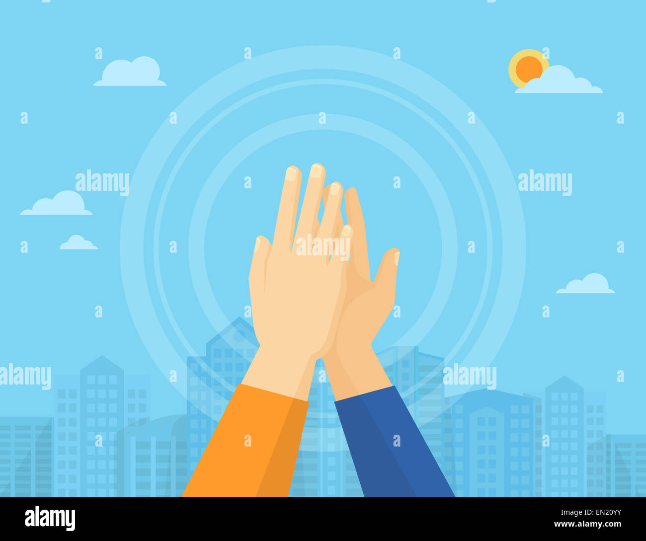 Two hands giving a high five for great work Stock Photo - Alamy