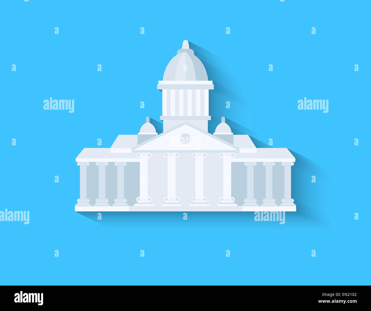 Government flat design with long shadow on blue background Stock Photo ...