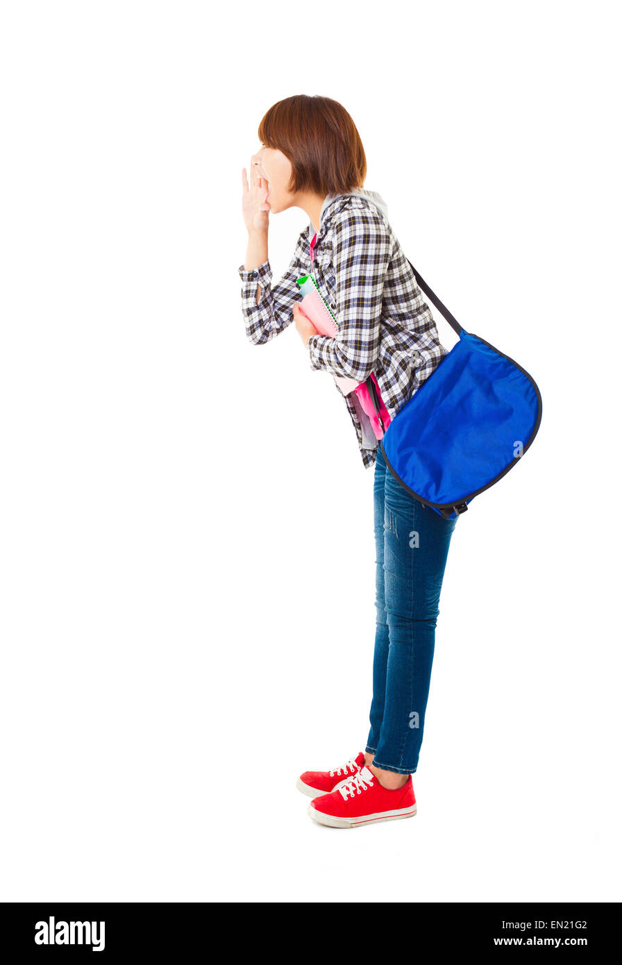 side view of Young student talking Stock Photo - Alamy