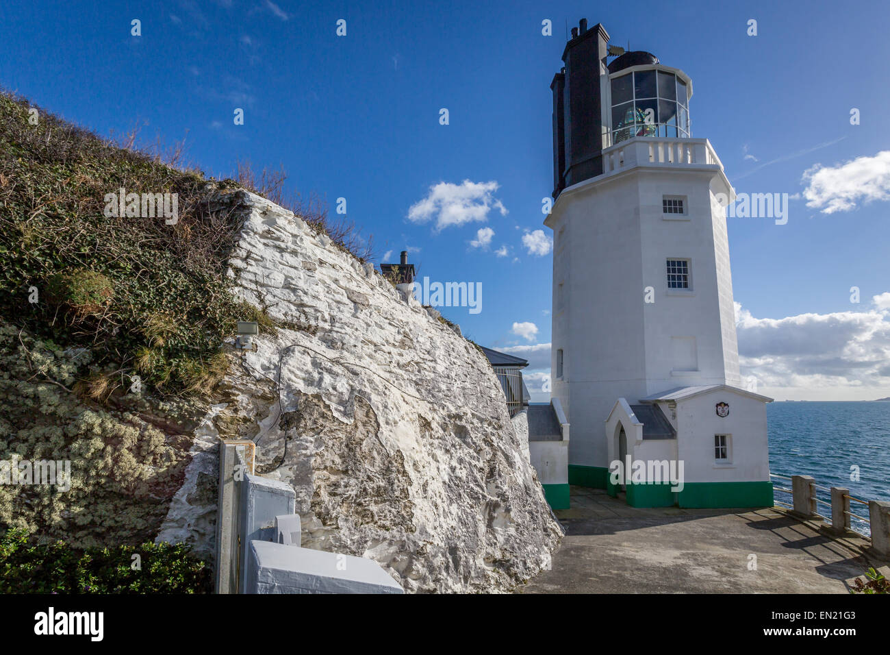 st antony lighthouse cornwall england uk Stock Photo - Alamy
