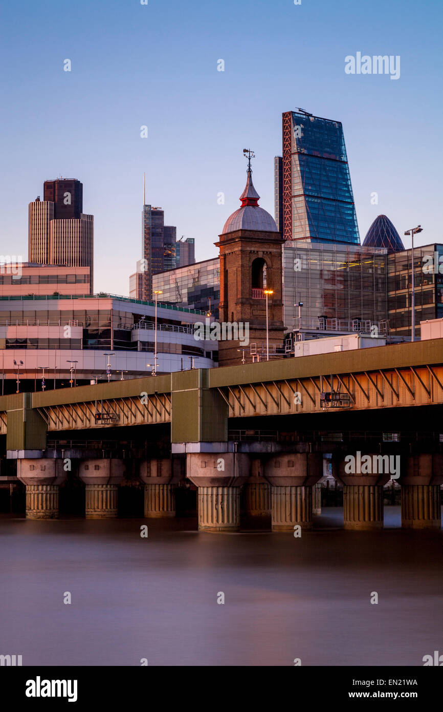 Cannon Street Railway Bridge and The City of London Skyline, London ...