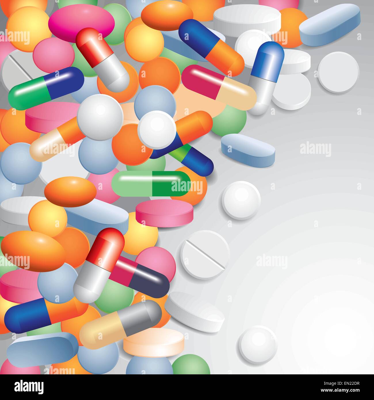 Colored tablets and capsules. Medical background. Vector illustration ...