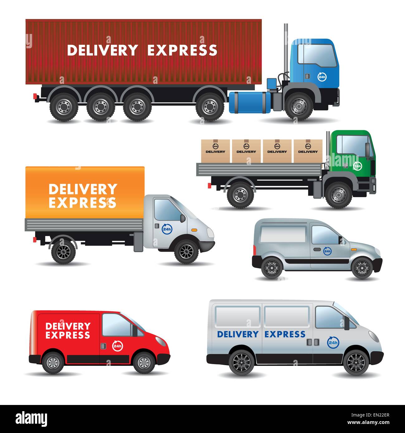 Delivery express. Set of delivery cars. Vector illustration Stock ...