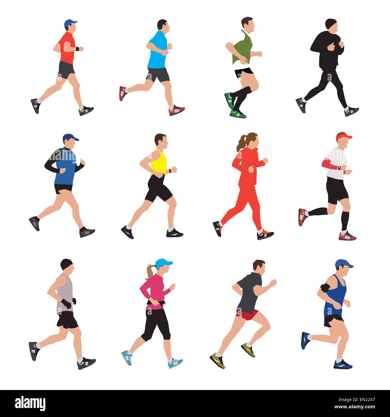 Running people silhouettes. Vector illustration Stock Vector Image ...