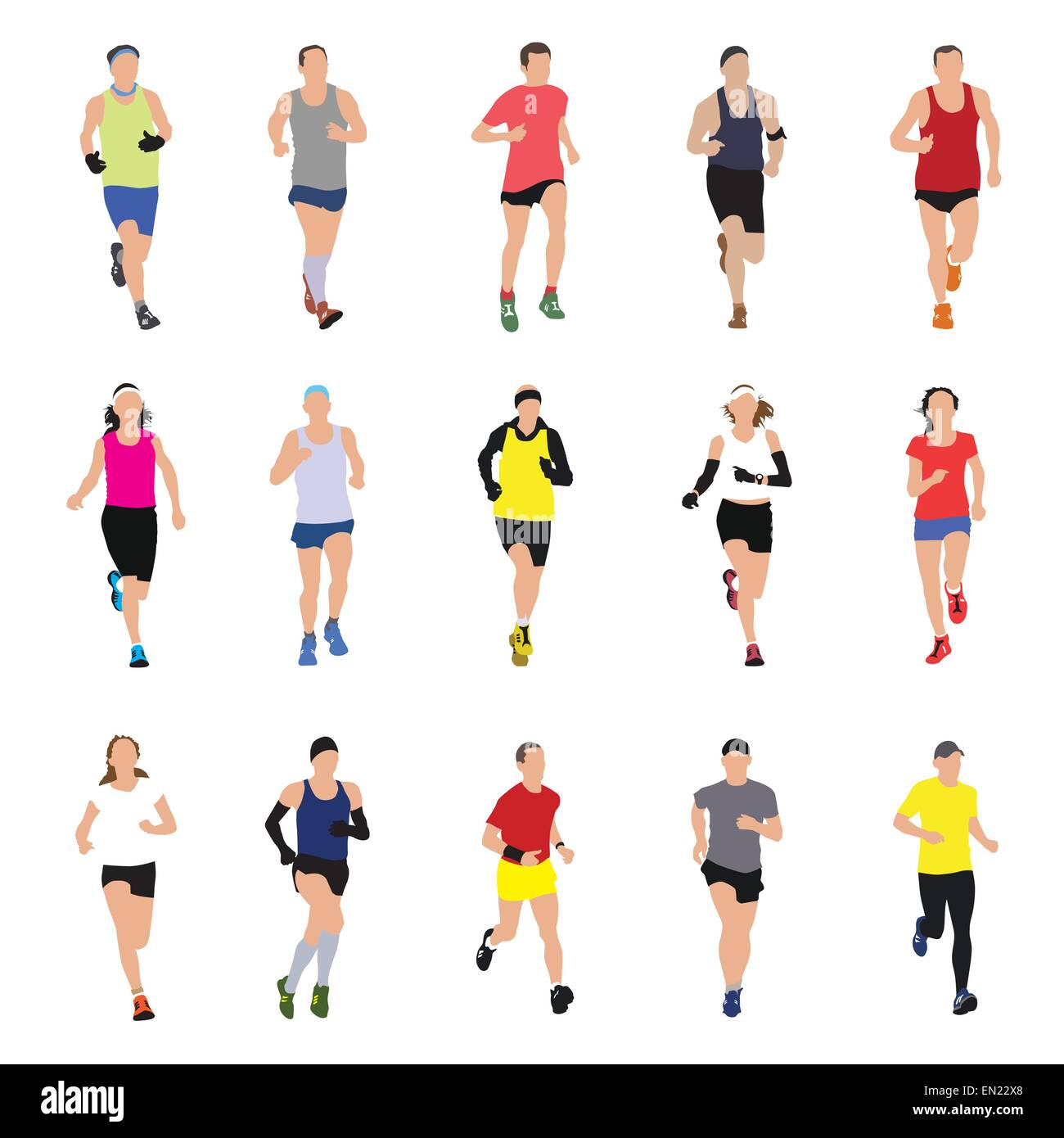Running people silhouettes. Vector illustration Stock Vector Image ...
