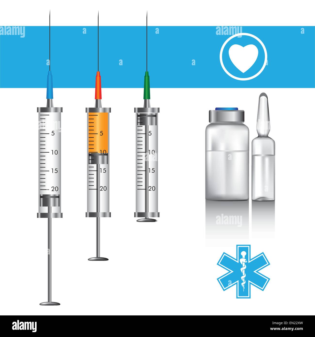 Medical ampules and syringe. Vector illustration Stock Vector Image ...