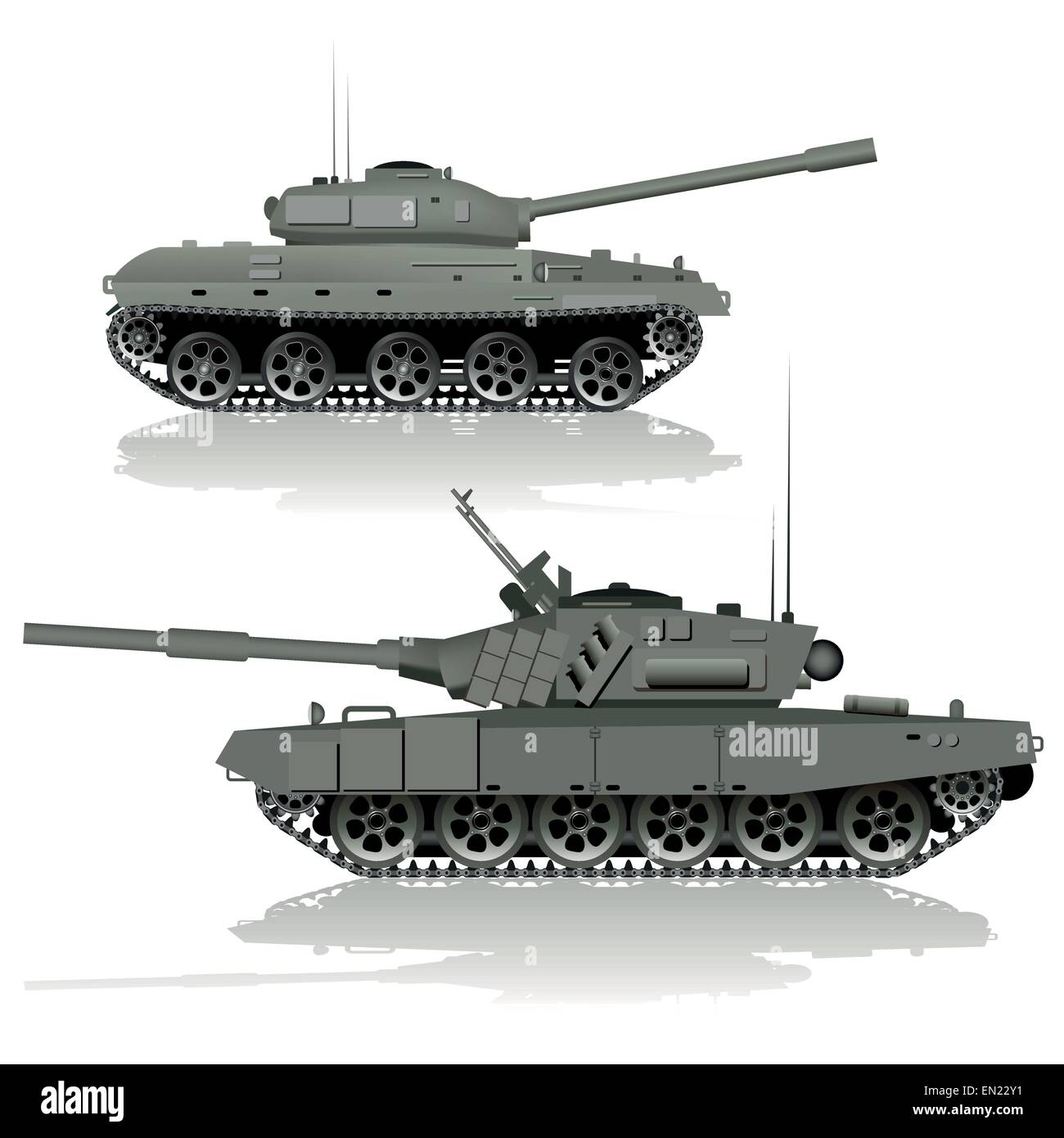 Military tanks isolated on white background. Vector illustration Stock ...