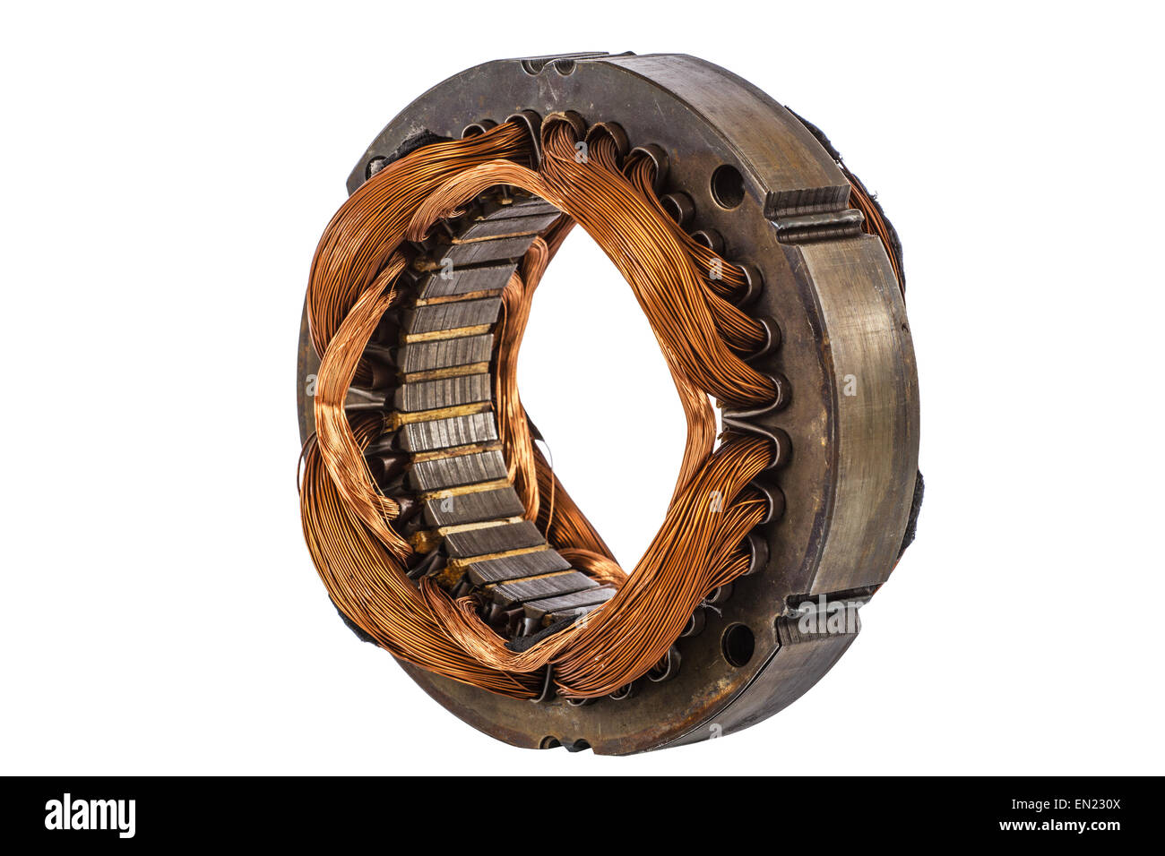 Stator of the electric motor, isolated on white background Stock Photo ...