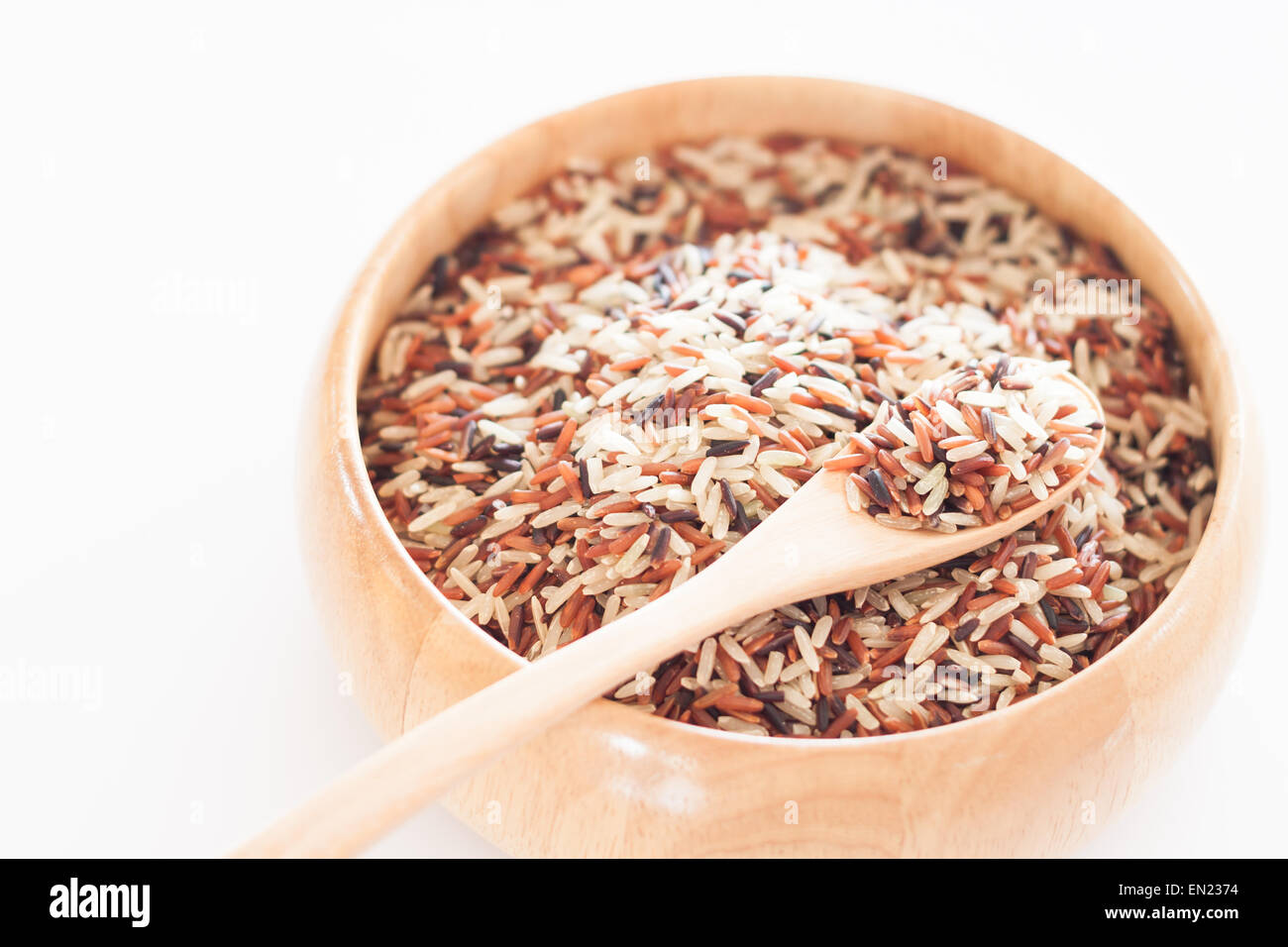 Organic Dry Multi Grain Rice in wooden bowl, stock photo Stock Photo ...