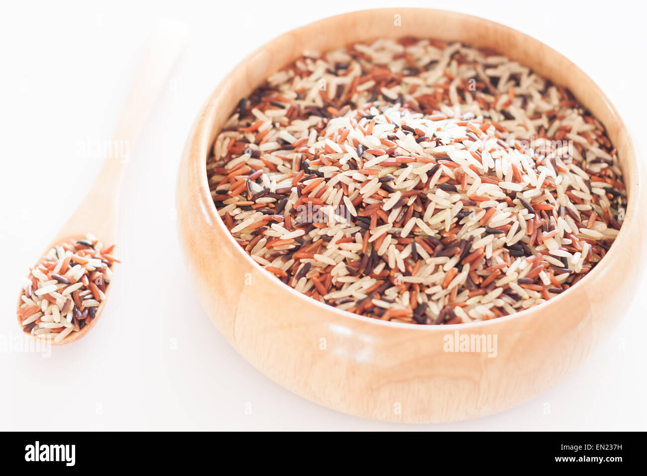 Organic Dry Multi Grain Rice in wooden bowl, stock photo Stock Photo ...