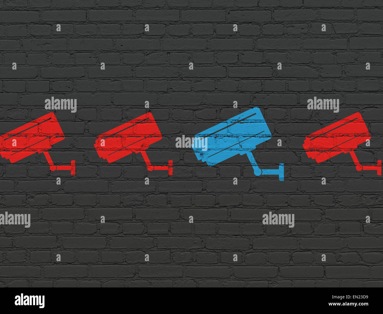 Privacy concept: cctv camera icon on wall background Stock Photo - Alamy