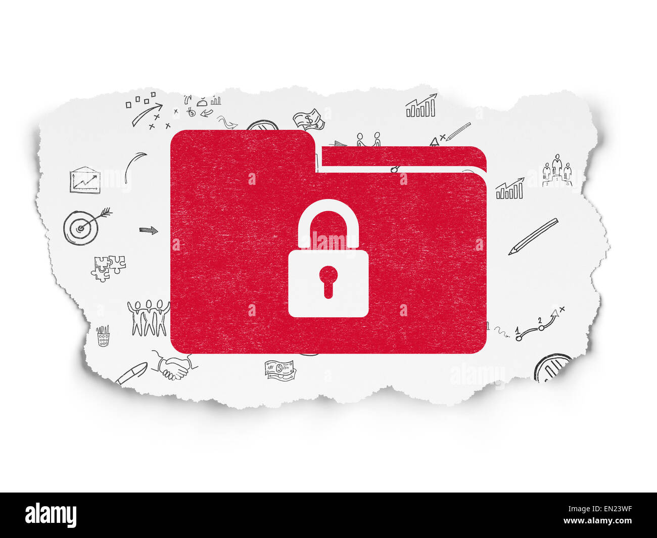 Finance concept: Folder With Lock on Torn Paper background Stock Photo ...