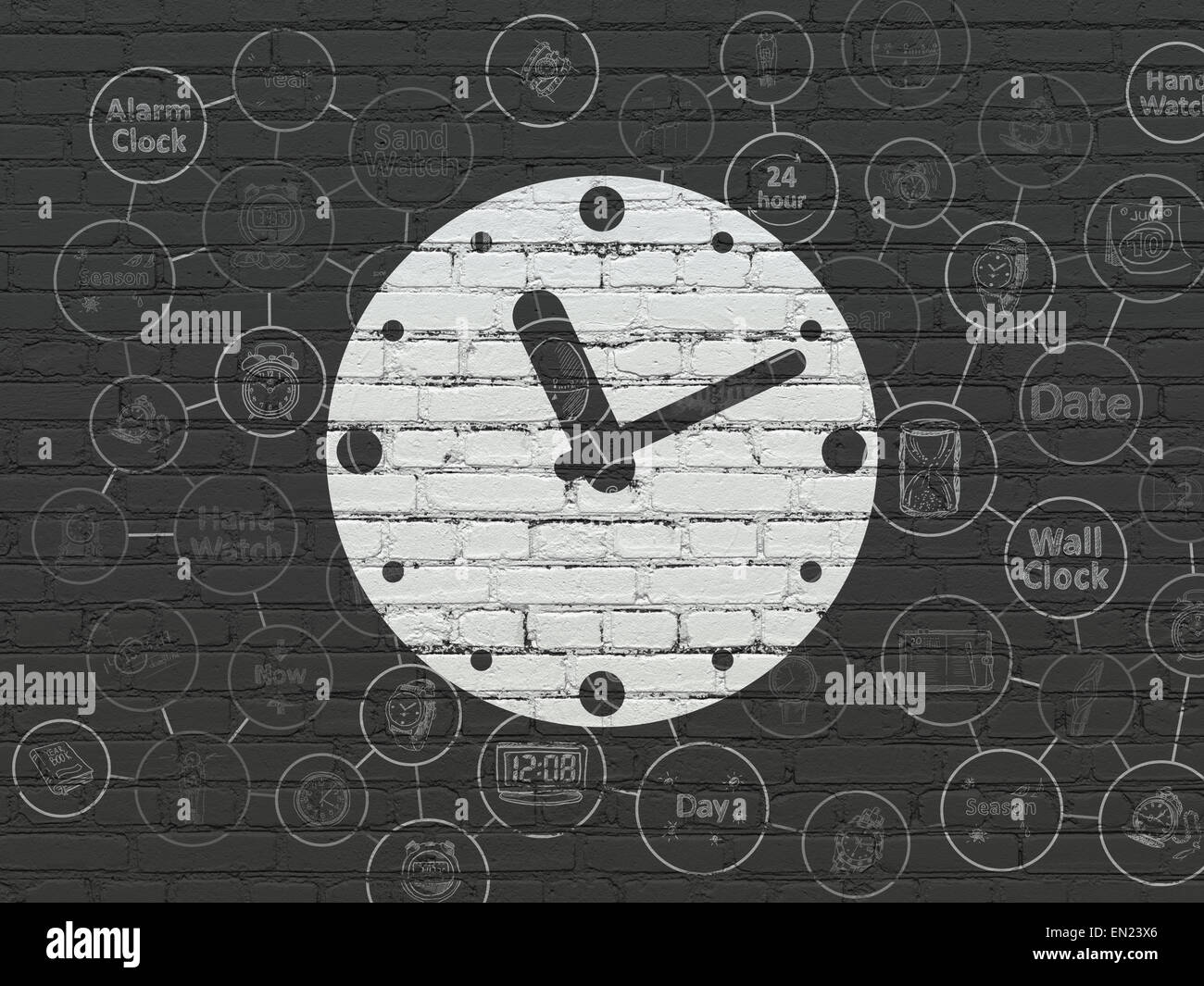Timeline concept: Clock on wall background Stock Photo - Alamy