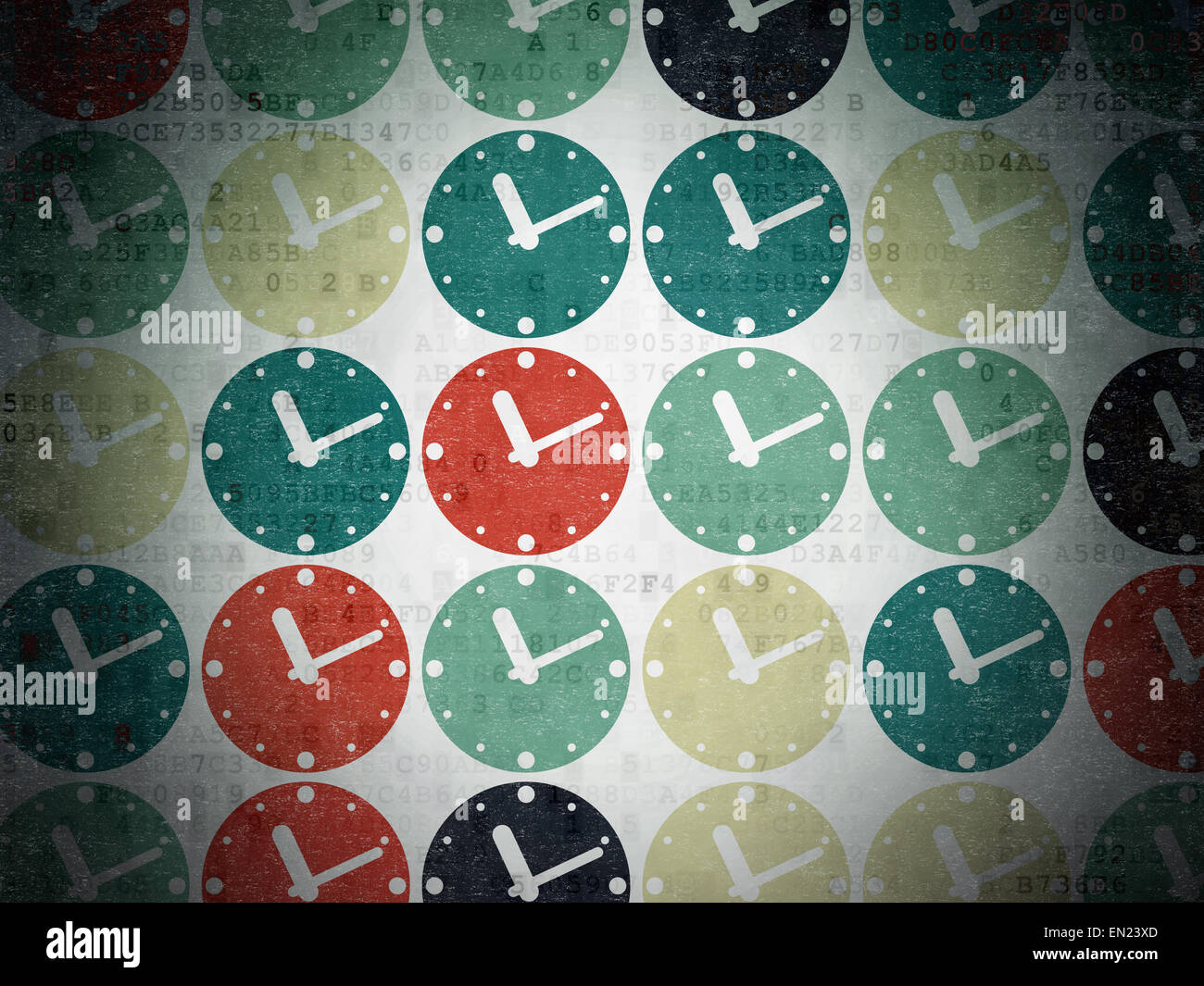 Timeline concept: Clock icons on Digital Paper background Stock Photo ...