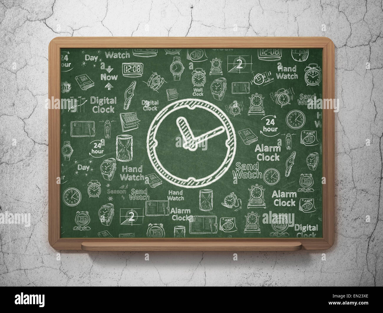 Time concept: Clock on School Board background Stock Photo - Alamy