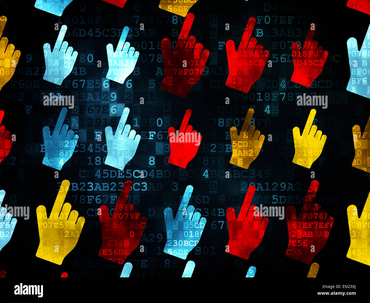 Marketing concept: Mouse Cursor icons on Digital background Stock Photo ...