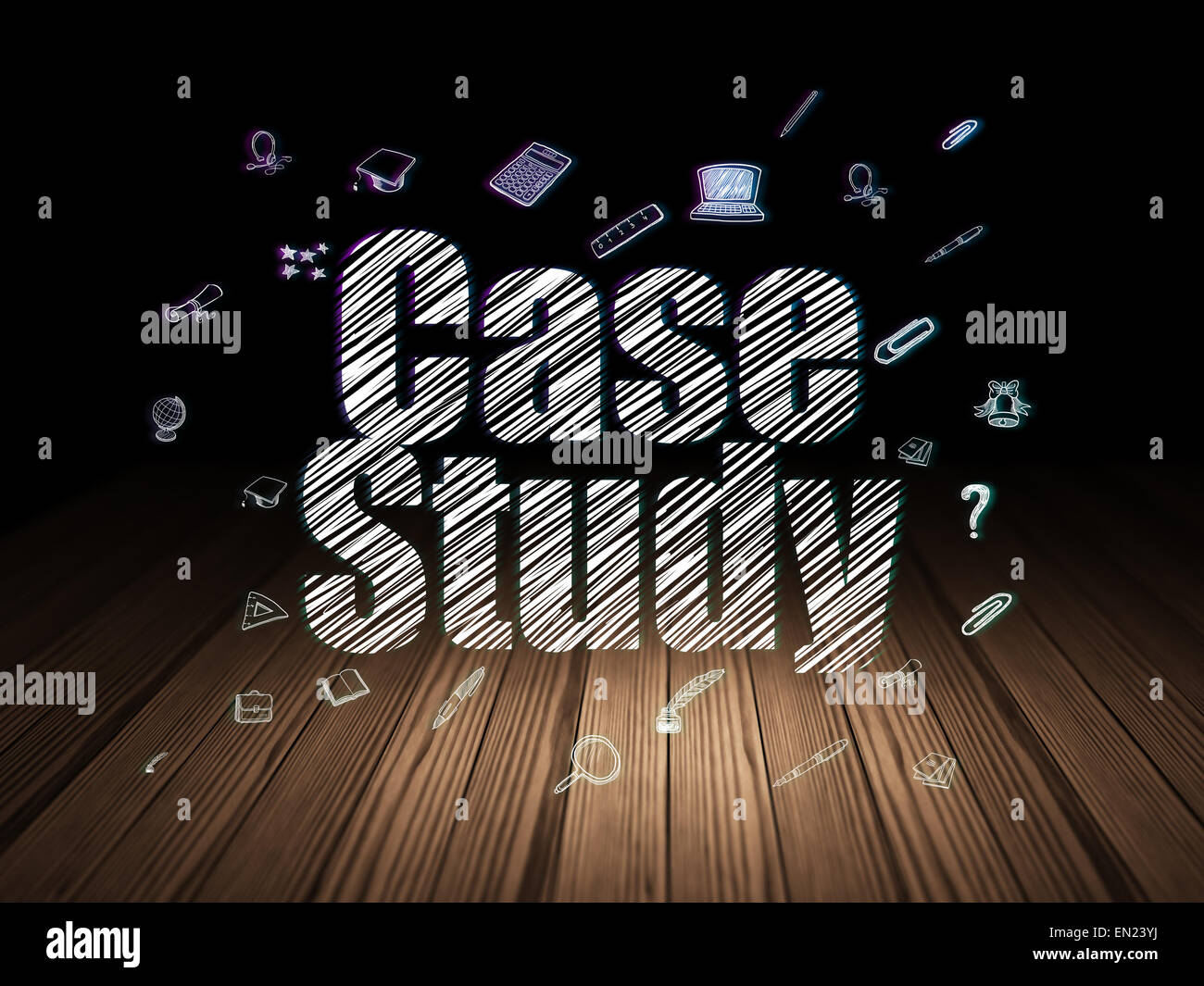 Education concept: Case Study in grunge dark room Stock Photo - Alamy