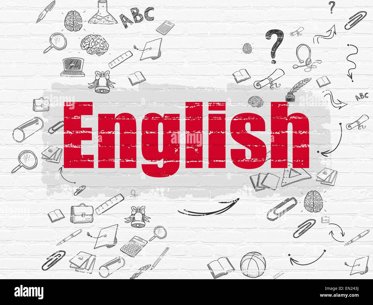 Education concept: English on wall background Stock Photo - Alamy