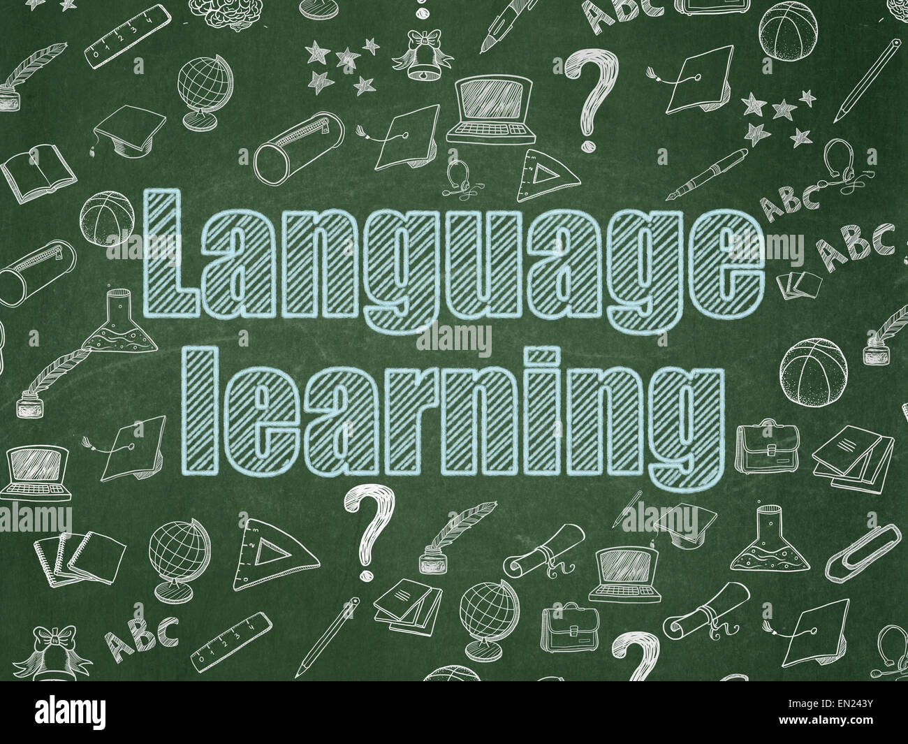 Education concept: Language Learning on School Board background Stock ...