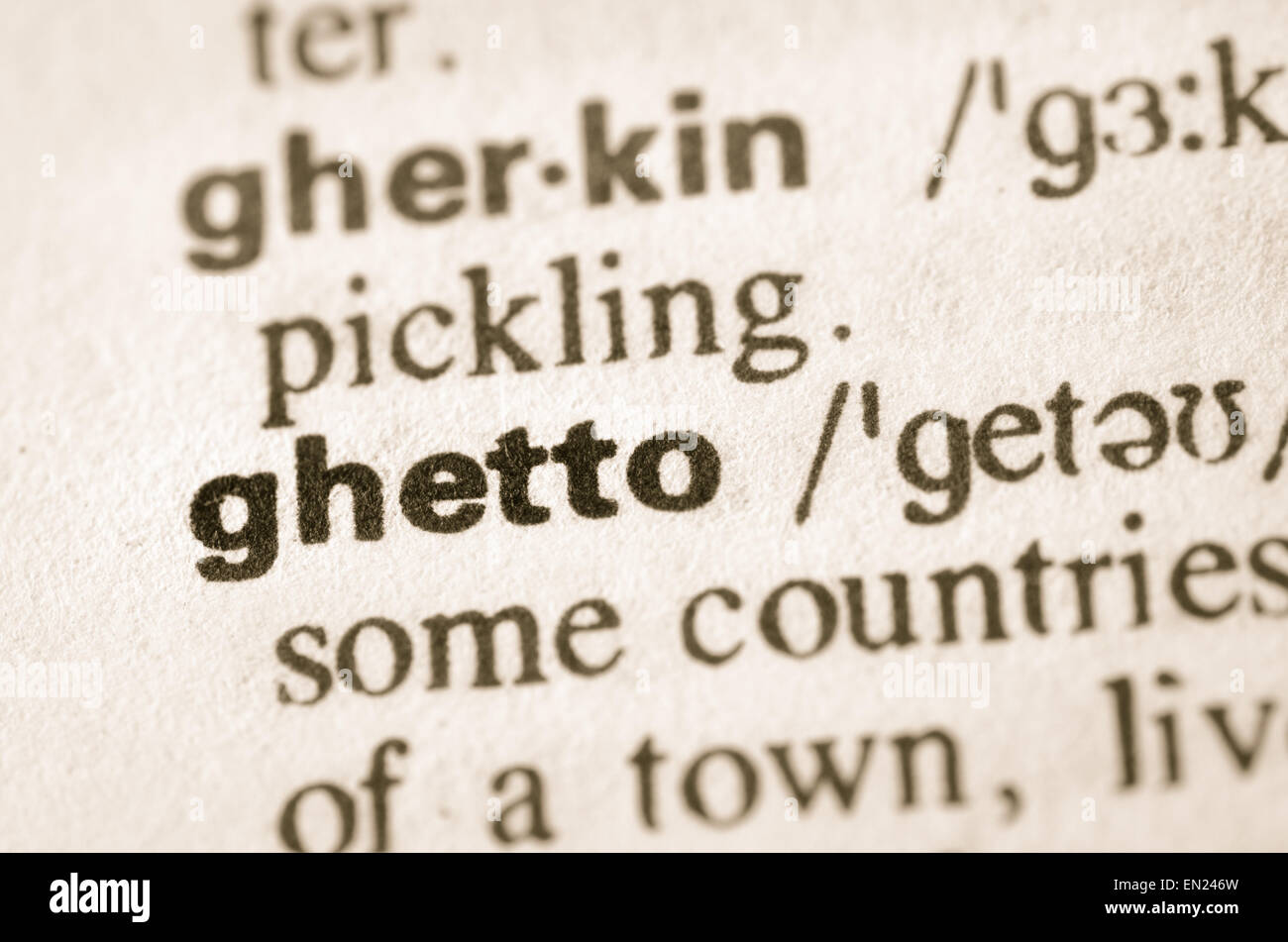 Definition of word ghetto in dictionary Stock Photo - Alamy