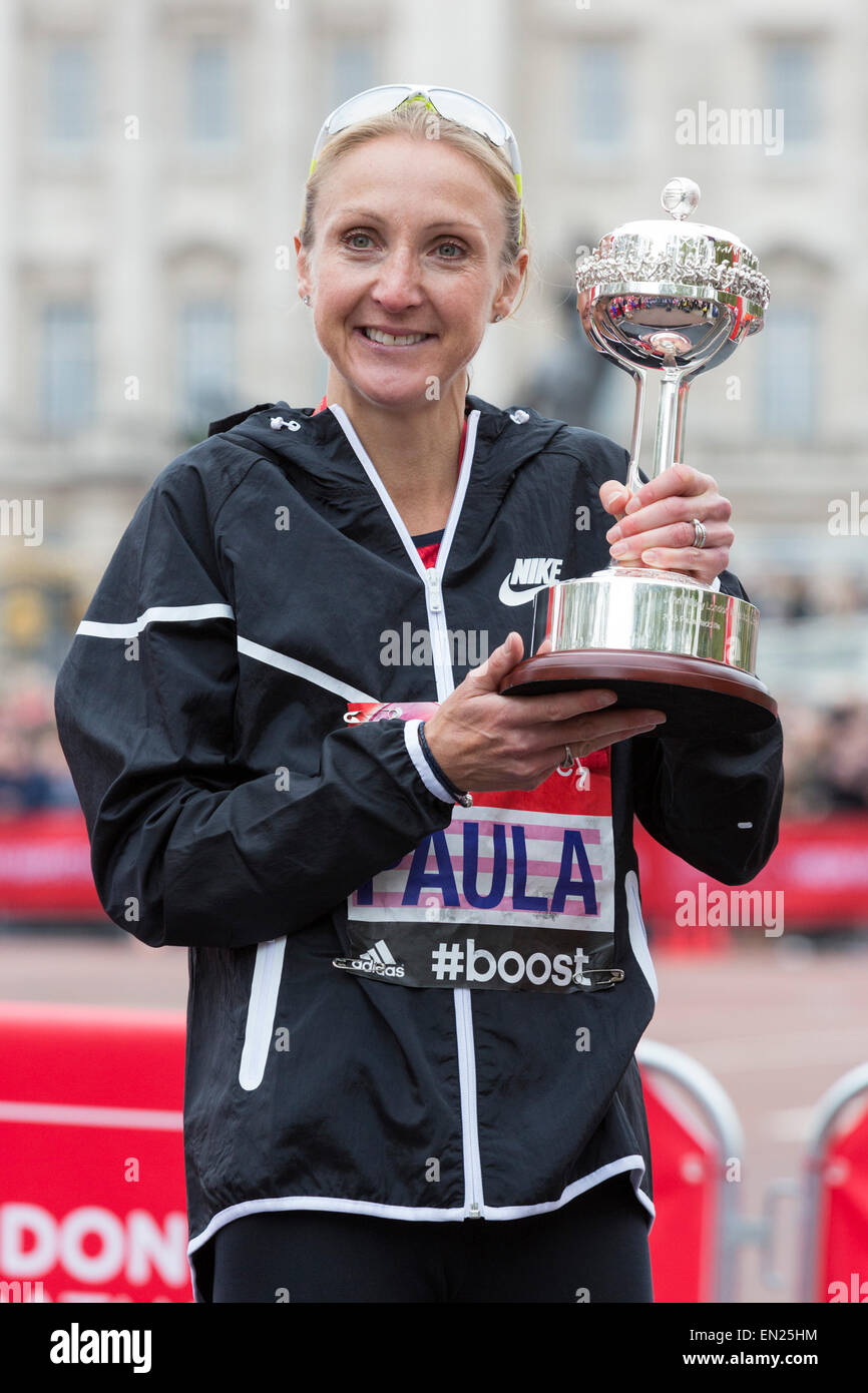London, UK. 26 April 2015. Paula Radcliffe receives the inaugural John ...