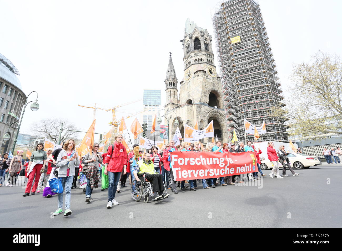 Germany. 25th Apr, 2015. Animal protection groups gathered crowds of ...