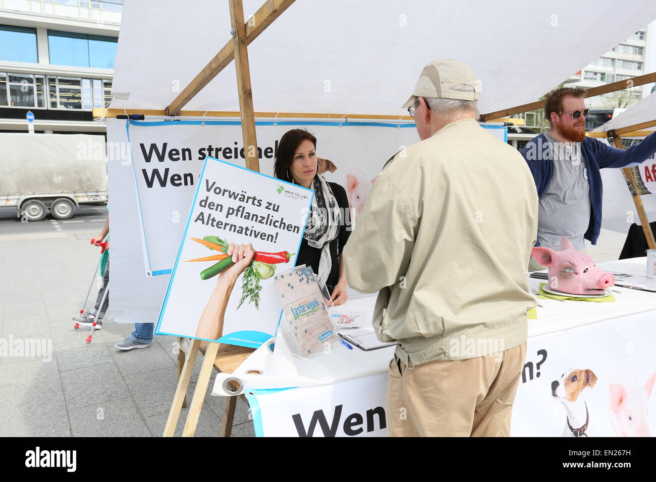 Germany. 25th Apr, 2015. Animal protection groups gathered crowds of ...