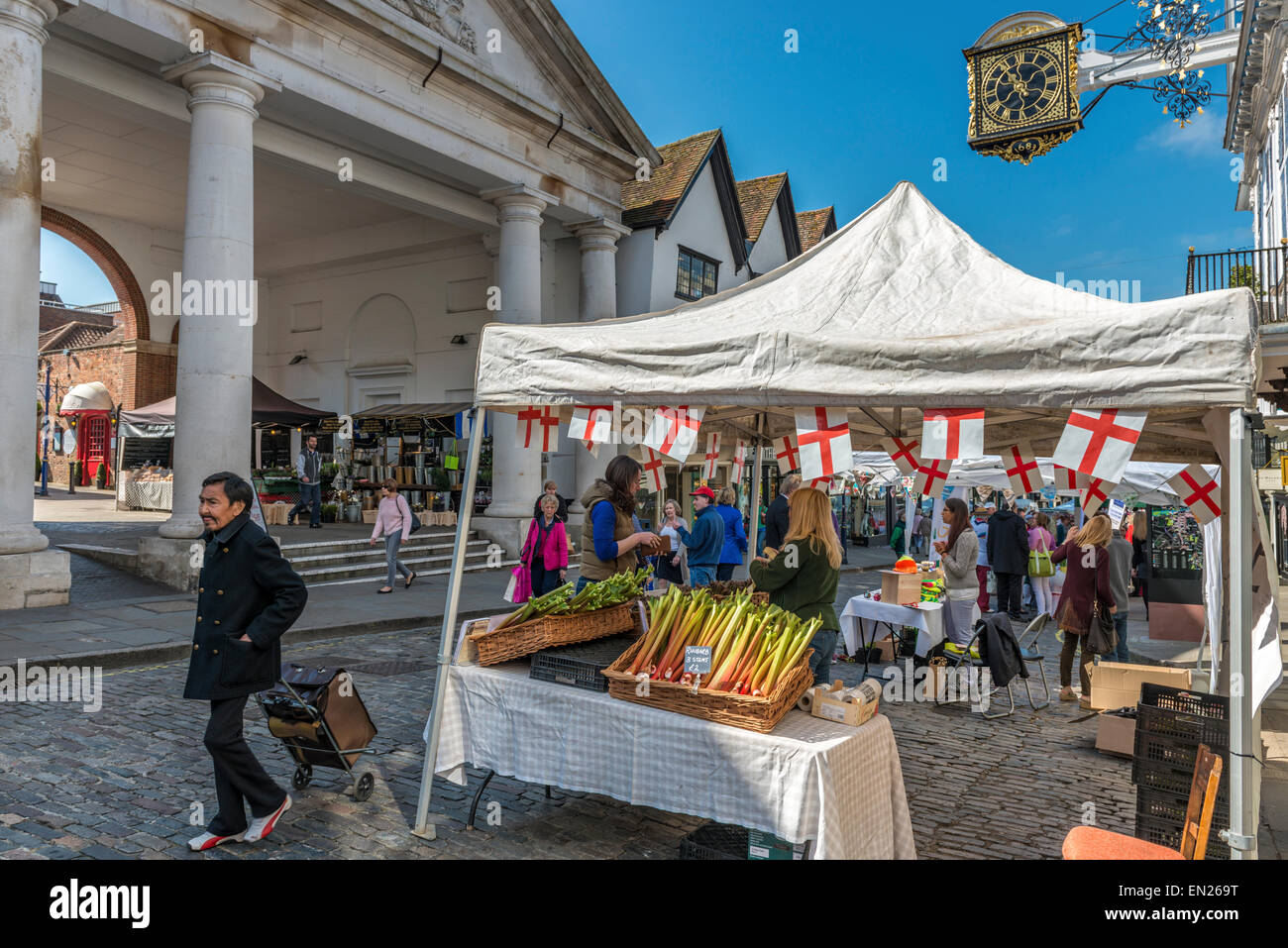 The regular monthly Farmers' Market on the cobbled Guildford High ...